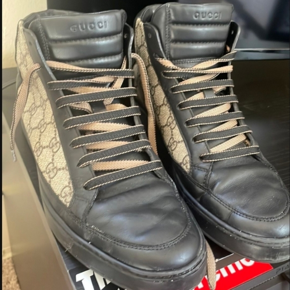 Gucci Supreme | Shoes | Gg Supreme Monogram Mens Common High Top ...